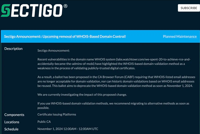 CA/B论坛发起投票，弃用基于WHOIS的域名验证方法 - 沃通WoTrus安全资讯站